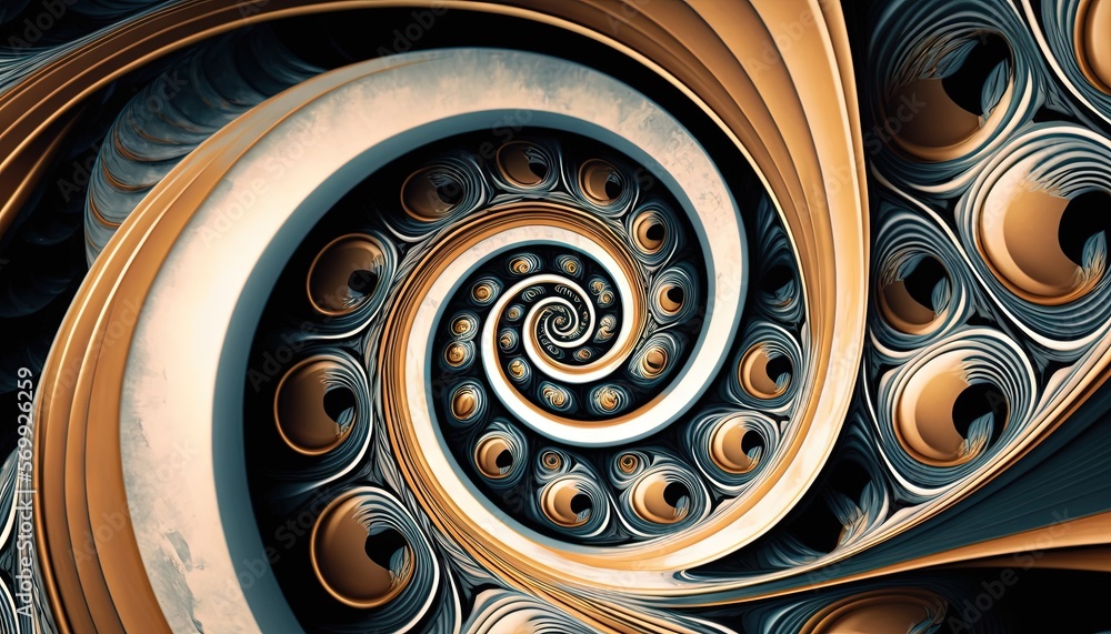 a computer generated image of a spiral of gold and white material with ...