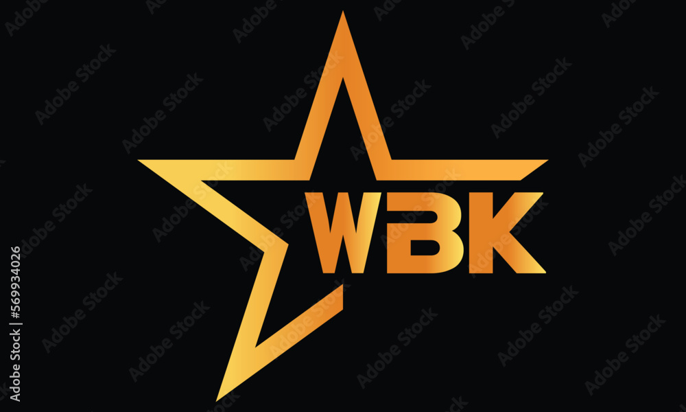 WBK golden luxury star icon three letter logo design vector template ...