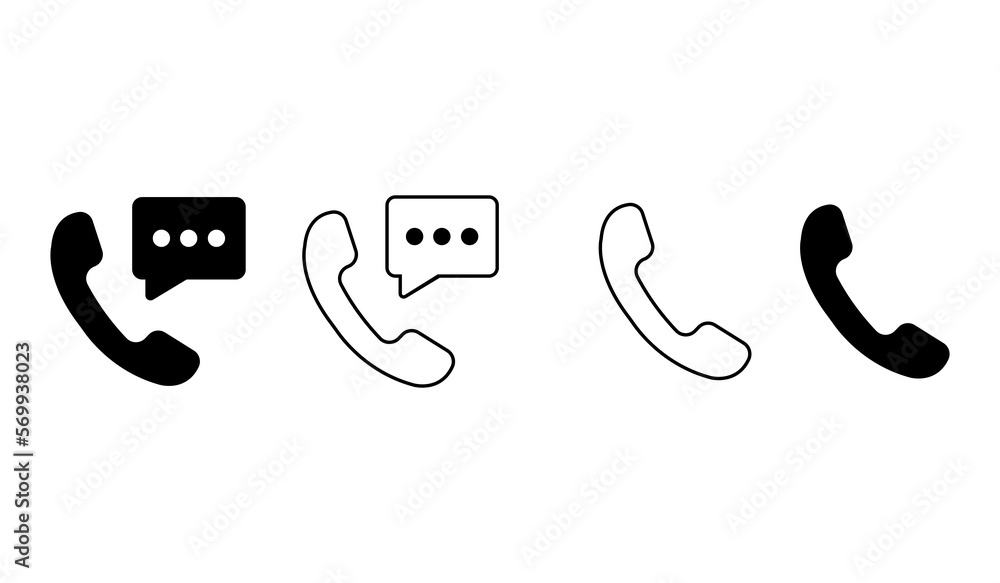 Phone icon in flat style. telephone call signs, phone message signs ...