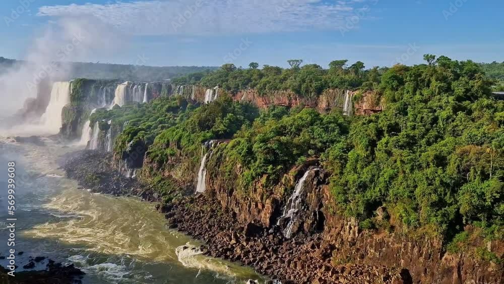Iguazu Falls, the largest series of waterfalls of the world, located at ...