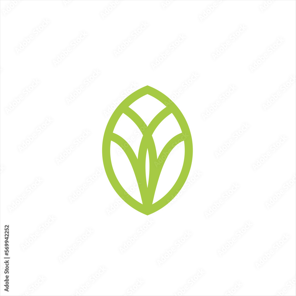 Leaf vektor logo on the green colour. The symbol itself will looks nice ...