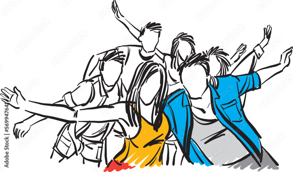 happy people celebration friends friendship concept together close ...