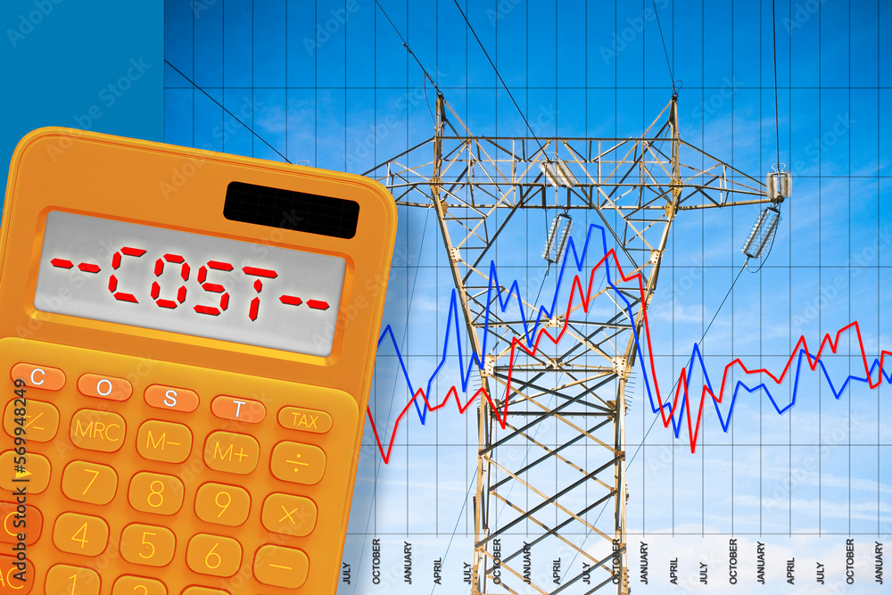Increasing european electricity costs concept with power tower ...