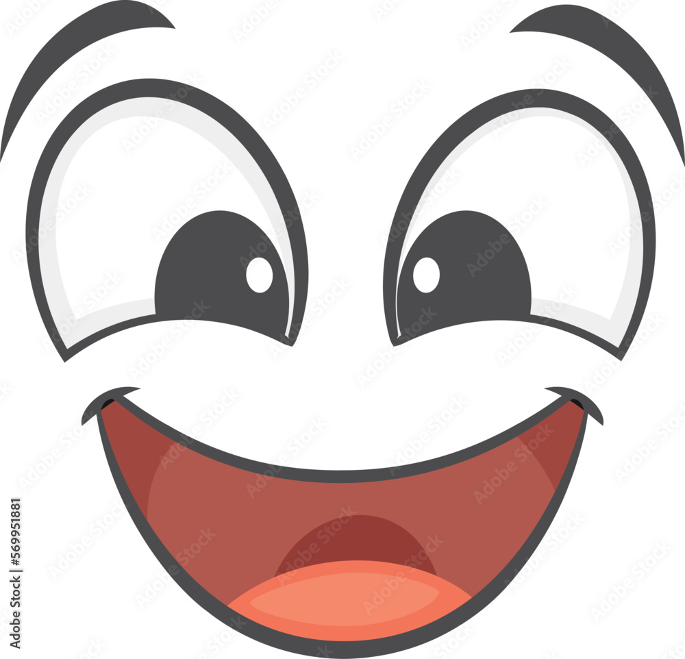 Happy face with wide open smile. Cartoon emotion Stock Vector | Adobe Stock