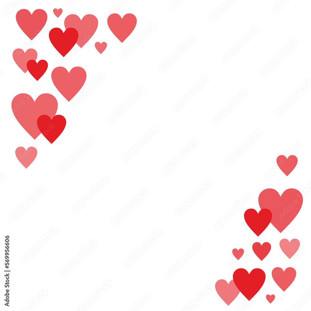 Red hearts overlay frame, png transparent hearts illustration Stock ...