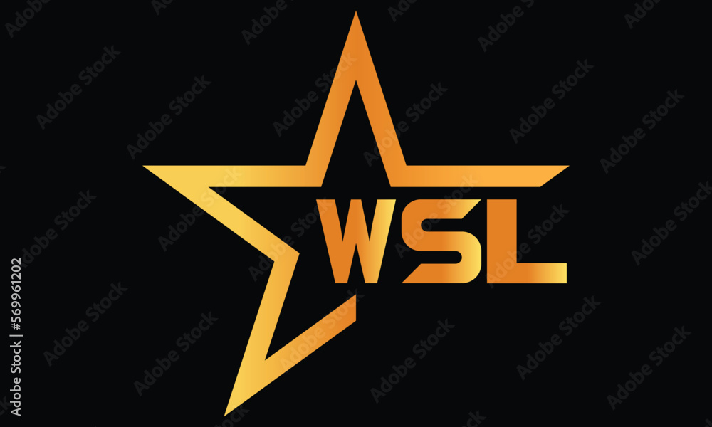 WSL golden luxury star icon three letter logo design vector template. royal logo | luxury logo ...
