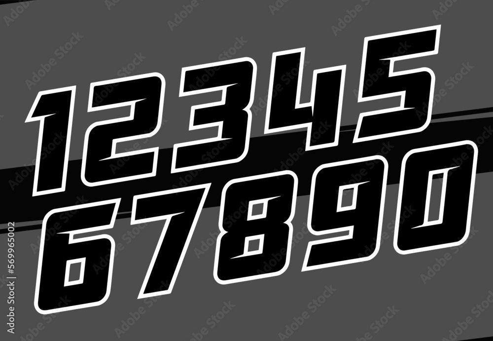Black Racing Numbers With Border Stock Vector | Adobe Stock
