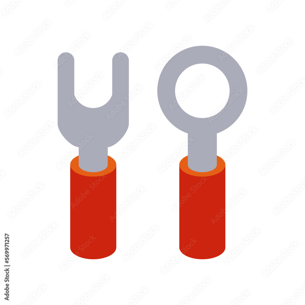 Red electrical wire connectors vector illustration. Cartoon drawing of ...