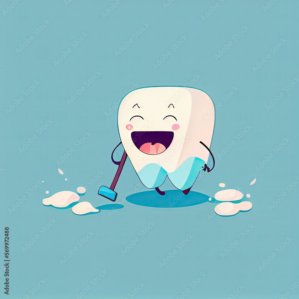 cute tooth cartoon character shows emoji rolling on the floor laughing ...
