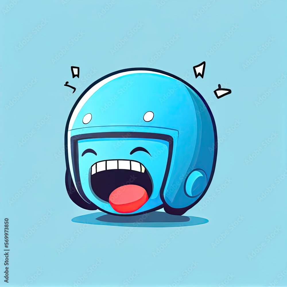 cute motorcycle helmet cartoon character shows emoji loudly crying face ...