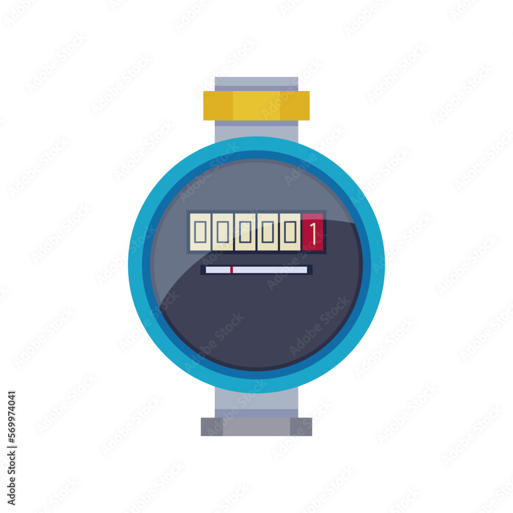 Round water meter vector illustration. Cartoon drawing of tool or ...