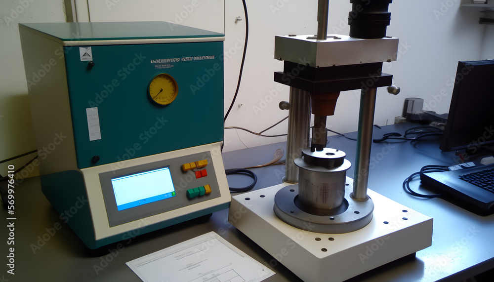 Wear and friction test setup: A photo of a machine used to measure and ...