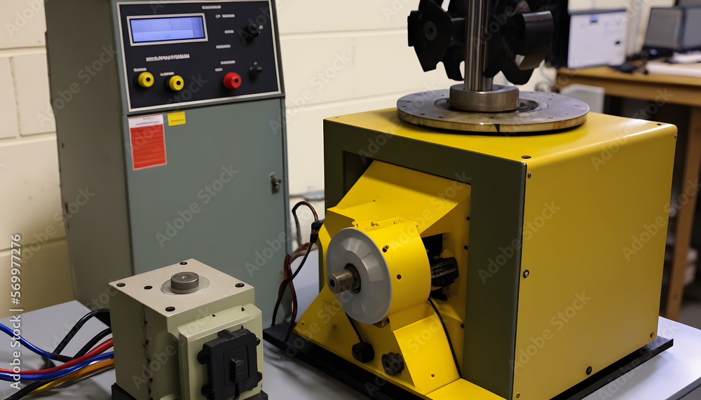 Wear and friction test setup: A photo of a machine used to measure and ...