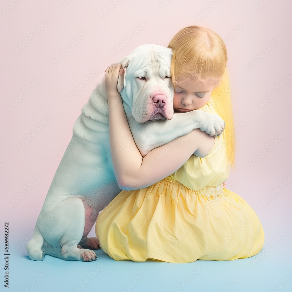 Pastel love portrait on a pastel background, pure love of two cute baby ...