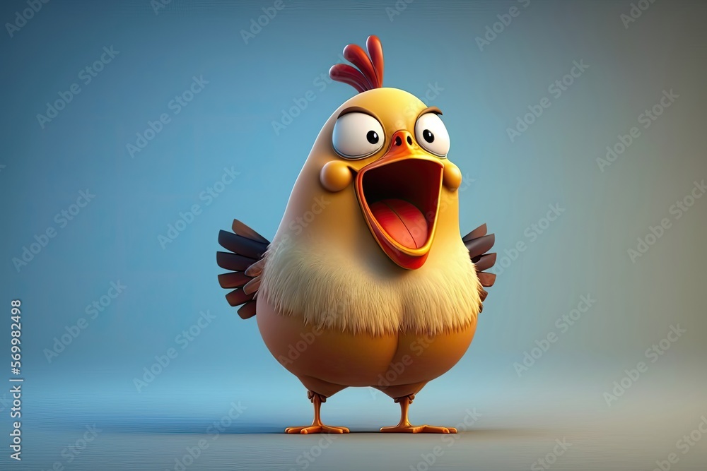 Cute 3D cartoon of chicken character. Generative AI Stock Illustration ...