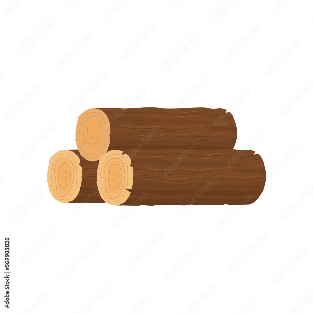 Stack of tree logs vector illustration. Cartoon drawing of wood cutting ...