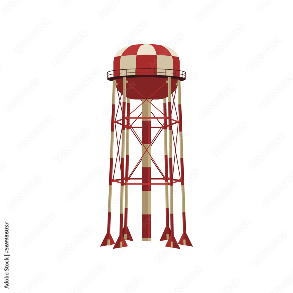 Red and white metal construction for water vector illustration. Cartoon ...