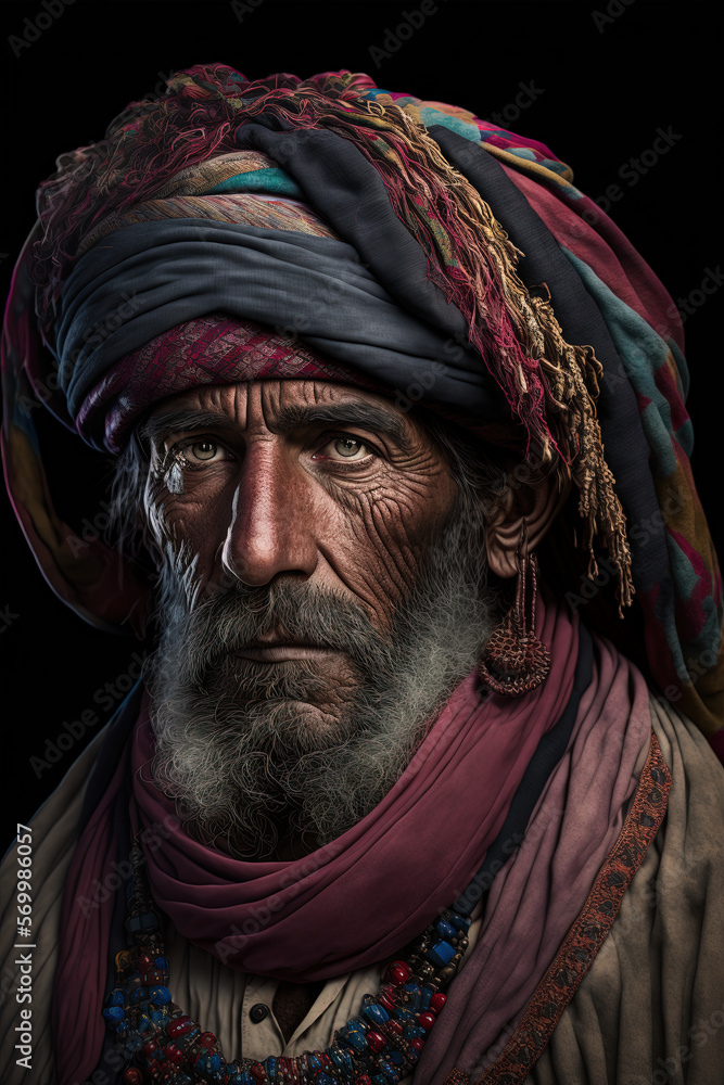 The Dignified Bedouin: An Elderly Bedouin Man in His Vibrant ...