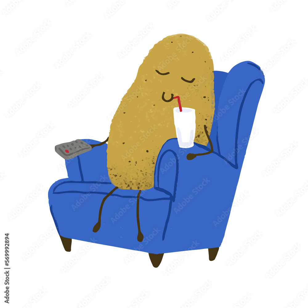 Couch Potato illustration | Funny drawing | Hand drawn Couch Potato ...
