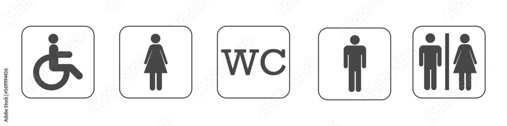 Toilet icons set, toilet signs, WC signs. Toilet vector icons set, male ...