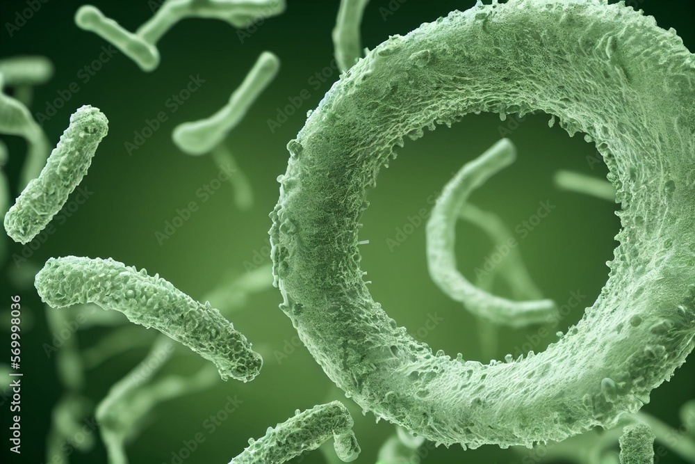 Micro probiotic lactobacillus green microorganism Realistic style ...