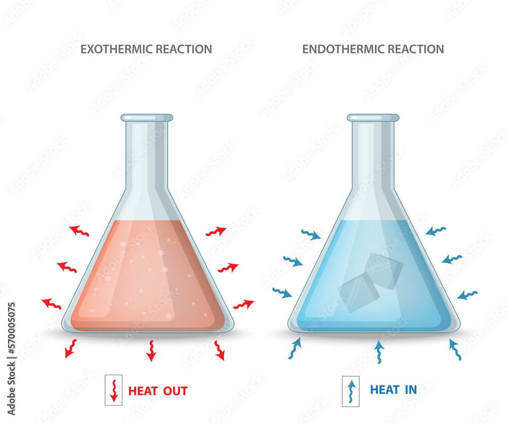 Types of chemical reactions Exothermic and endothermic reactions Stock ...
