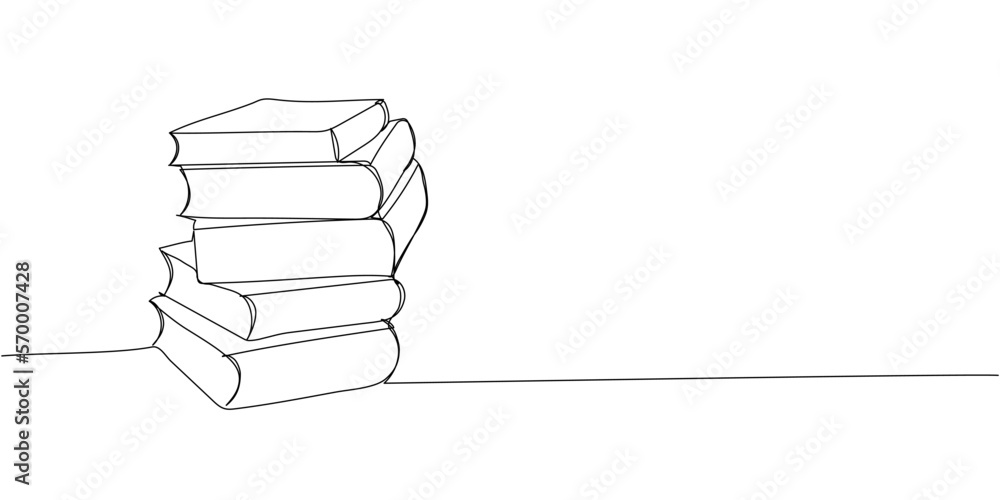 Stockvector Stack of 5 books, textbooks, encyclopedias one line art ...