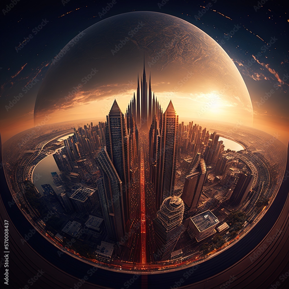 Poster Earth with rising lines, future city concept, generative AI ...