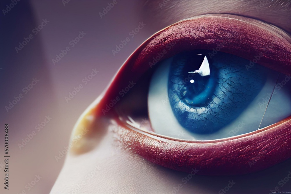 Peeling and swelling on the eyelid of the human eye. Generative AI ...