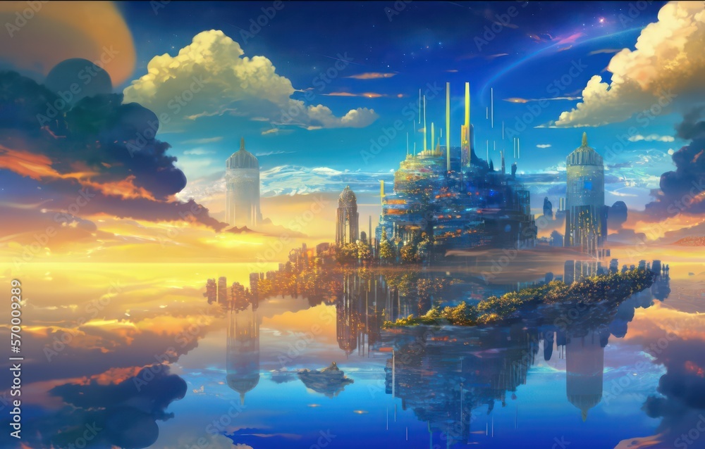 Fantasy sky city, Fantasy sky castle, Fantasy sky town, Beautiful ...