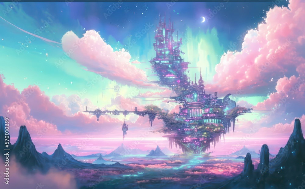 Fantasy sky city, Fantasy sky castle, Fantasy sky town, Beautiful ...