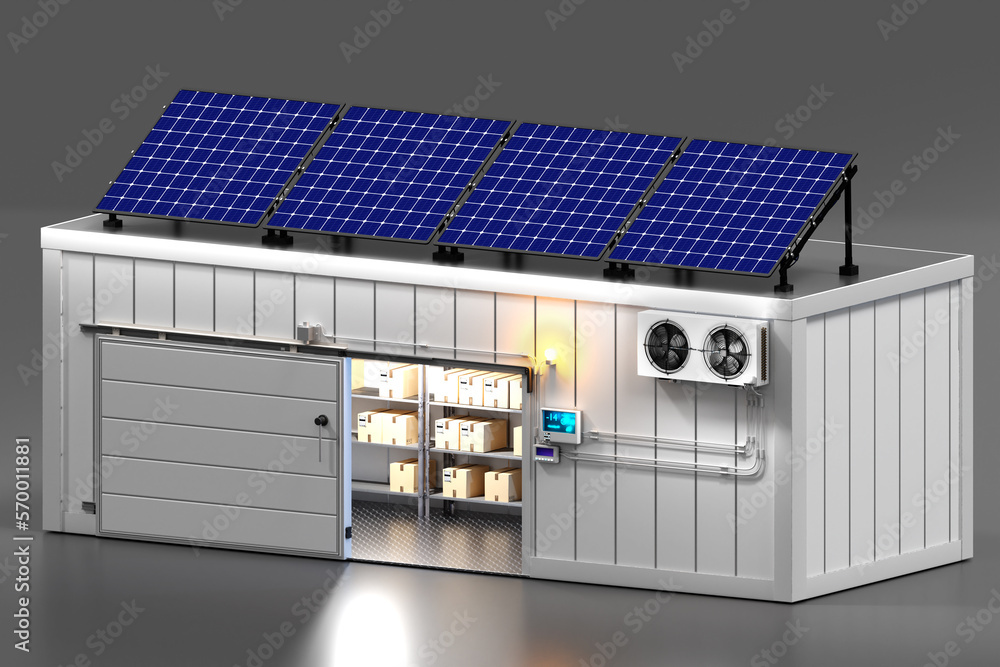 Foto de Refrigeration chamber for food storage. An industrial freezer ...