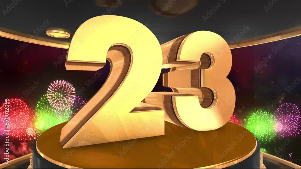 23rd birthday animation in gold with fireworks background, Animated 23 ...