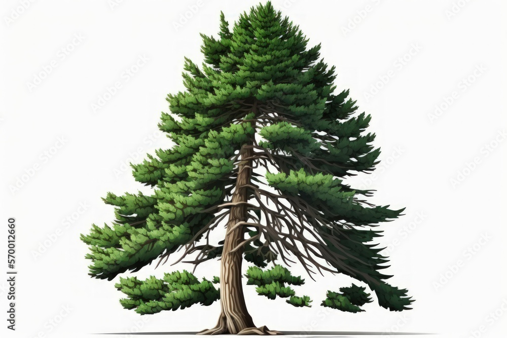 a pine tree cutout. Isolated fir against a white background. For ...