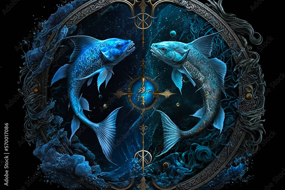 pisces fish horoscope sign symbol Stock Illustration | Adobe Stock