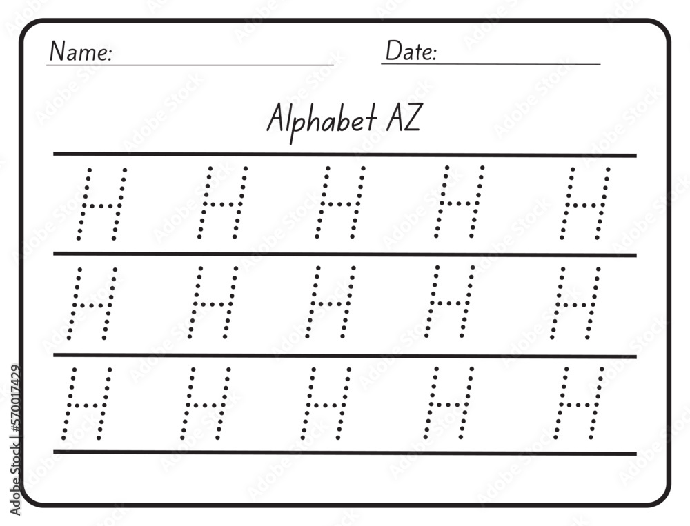 Alphabet tracing practice Letter H. Tracing practice worksheet ...
