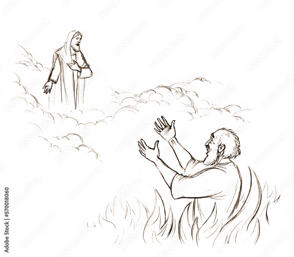 Pencil drawing. Bible story. The rich man in hell Stock Illustration ...