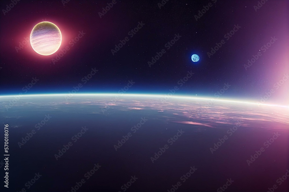 360 degree space background with Planet Venus near the Sun ...