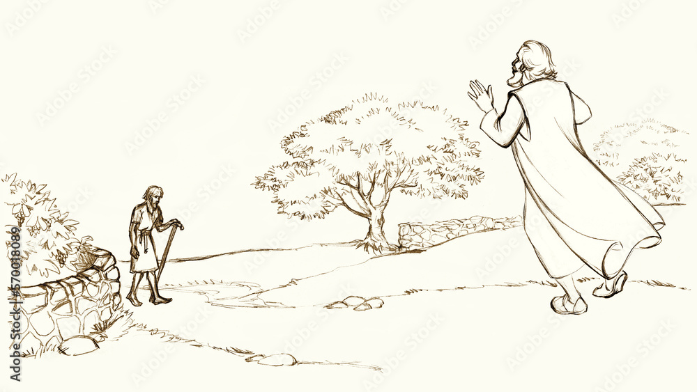 Poster Pencil drawing. The prodigal son goes home – Wall Art | UkPosters