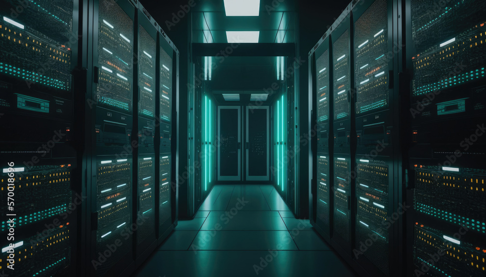 Server racks in server room data center, server room interior ...