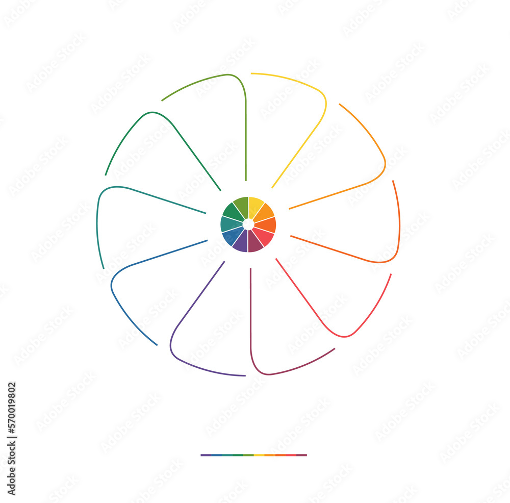 Infographics 10 positions, a circle of colored lines Stock Illustration ...