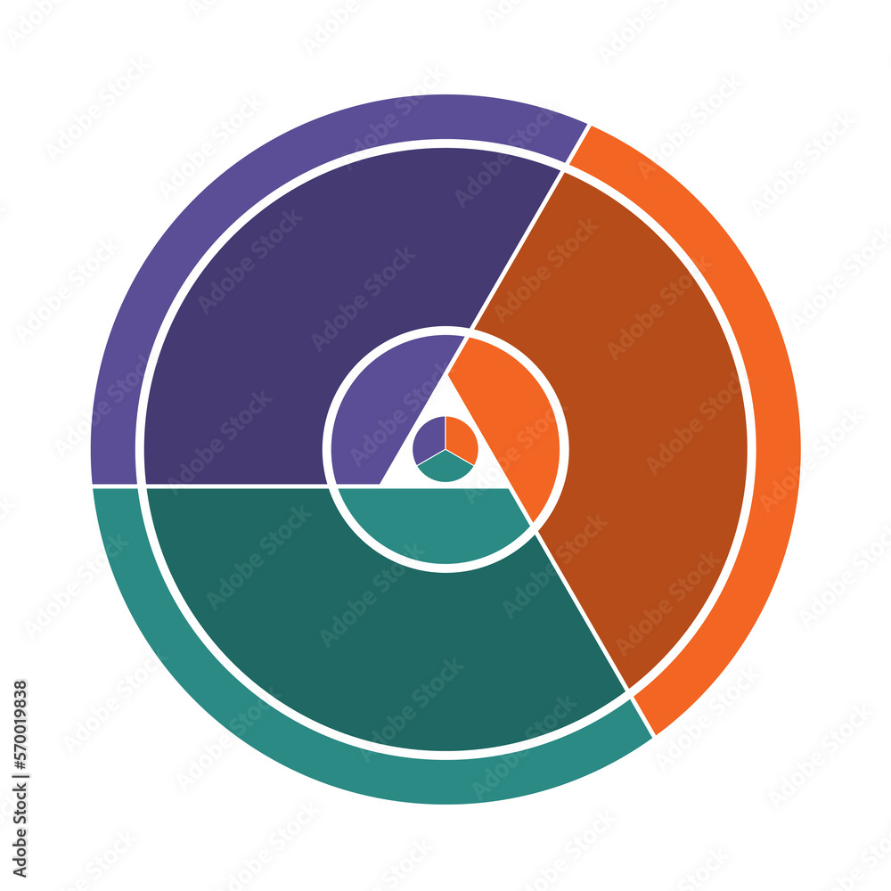 Infographic for 3 positions, color pie chart Stock Illustration | Adobe ...