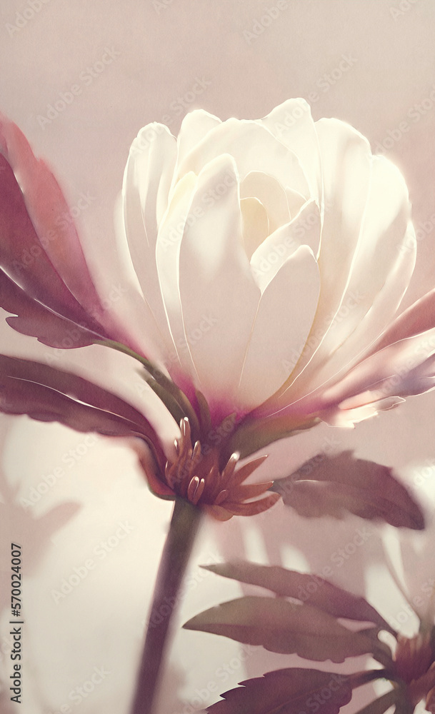 Watercolor delicate drawing of delicate in pastel colors with elements ...