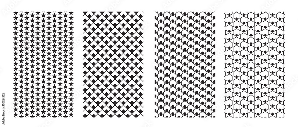 Universal different vector seamless round patterns tiling. Endless ...