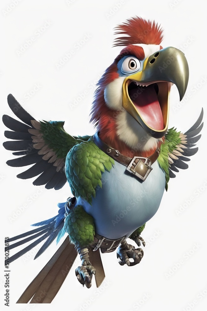 a cartoon bird with its mouth open and its wings spread out, with its ...