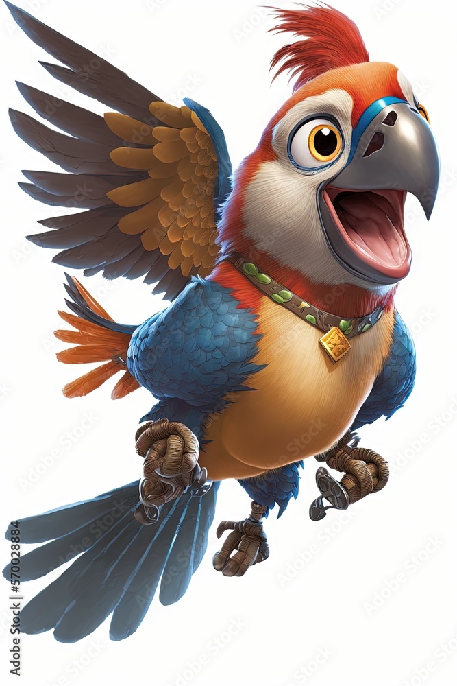 a cartoon bird with a big beak and a big smile on its face, with its ...