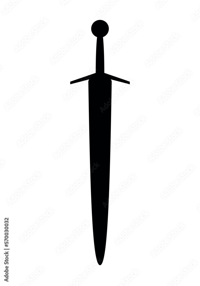 Sword silhouette - vector illustration of medieval sword on a white ...