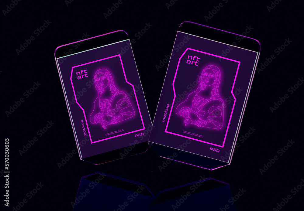 Two NFT Trading Cards Mockup Stock Template | Adobe Stock