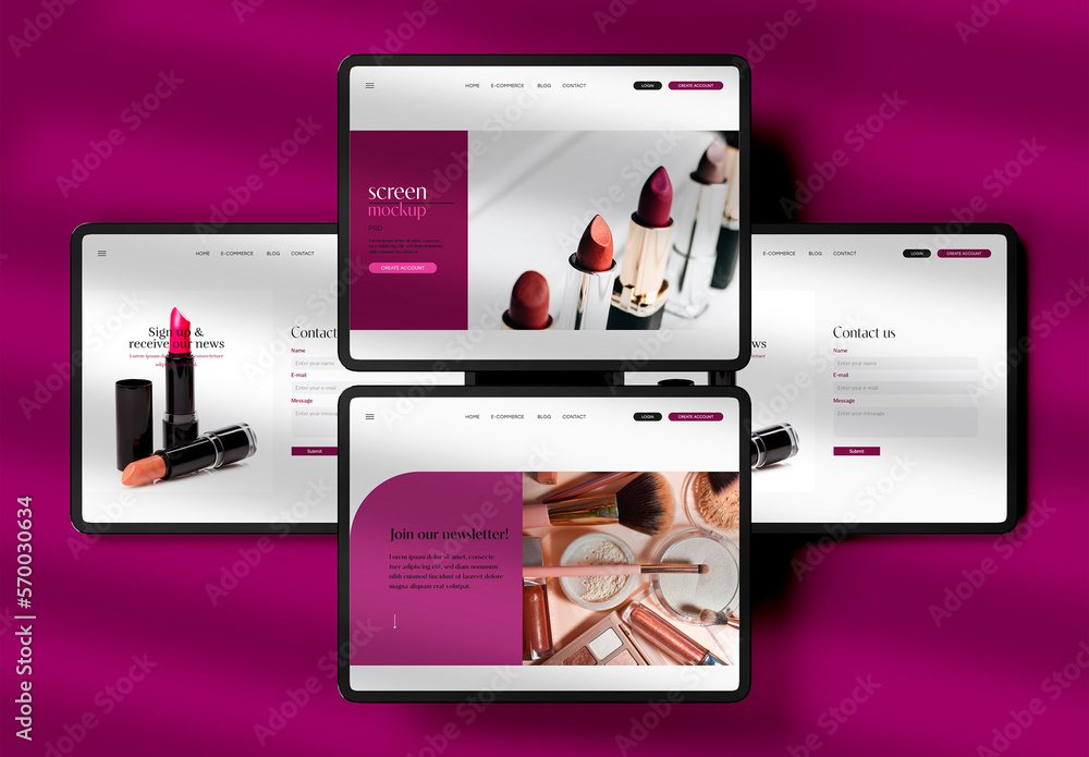 Tablet for Application UI Designs Mockup Stock Template | Adobe Stock