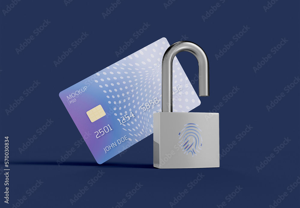 Credit Card with Padlock Mockup Stock Template | Adobe Stock